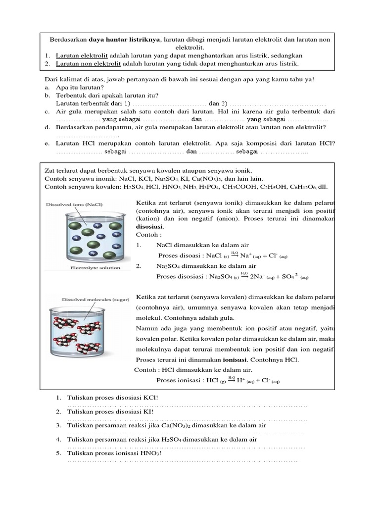 Soal Larutan Elektrolit Dan Larutan Non Elektrolit | PDF
