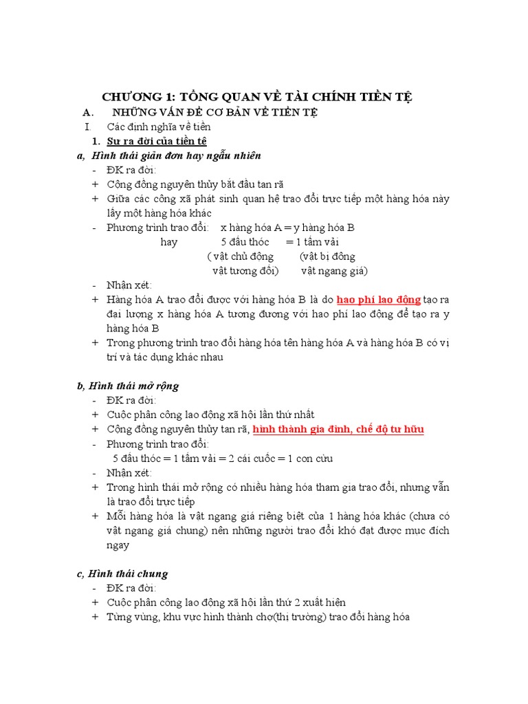 Lý Thuyết TCTT 1 | PDF