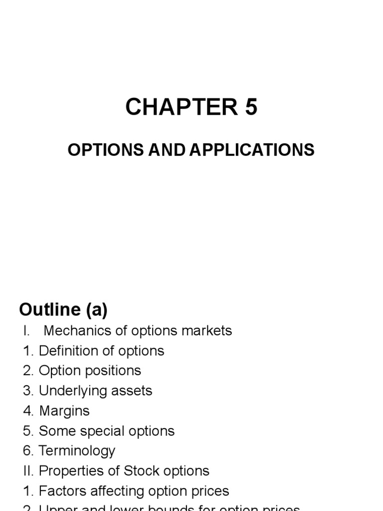 Chapter 5 - Options and Applications - 2022 - S | PDF | Option (Finance) | Put Option