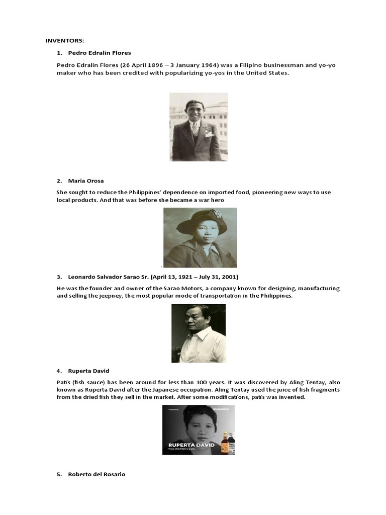 Filipino Inventors: Sarao and David | PDF | History