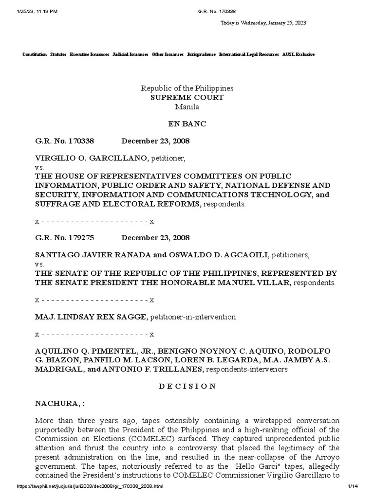Garcillano vs. House of Representative | PDF | United States Senate ...