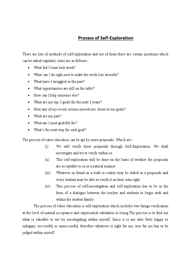 Process of Self - Exploration | PDF | Behavior | Self