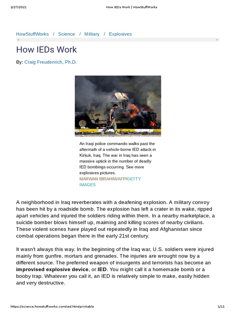 How IEDs Work - HowStuffWorks | PDF | Improvised Explosive Device ...