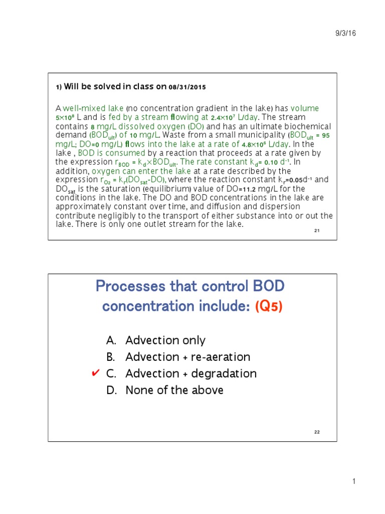 In Class Problem Solution (Mass Balance) | PDF | Continuum Mechanics | Chemistry