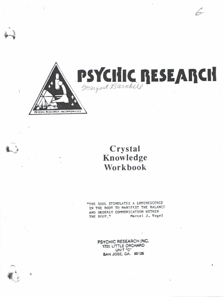 Marcel Vogel's Crystal Knowledge Workbook | PDF