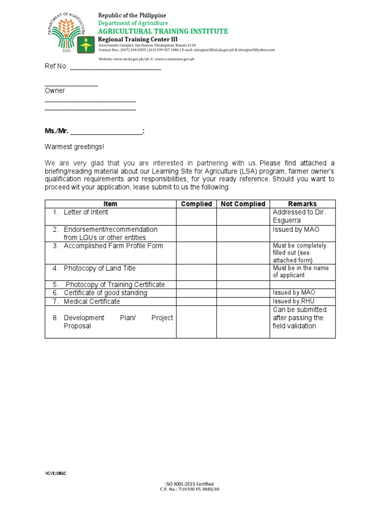LSA Program Application Requirements | PDF