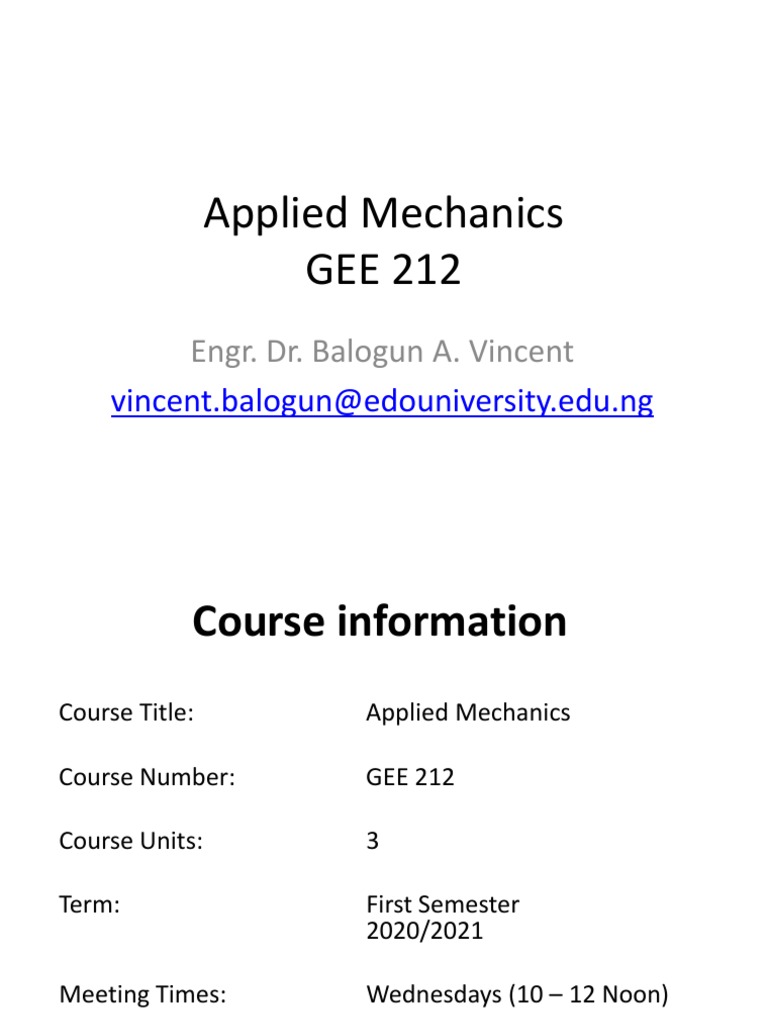 Lecture 1 - Introduction and Statics | PDF | Force | Newton's Laws Of Motion