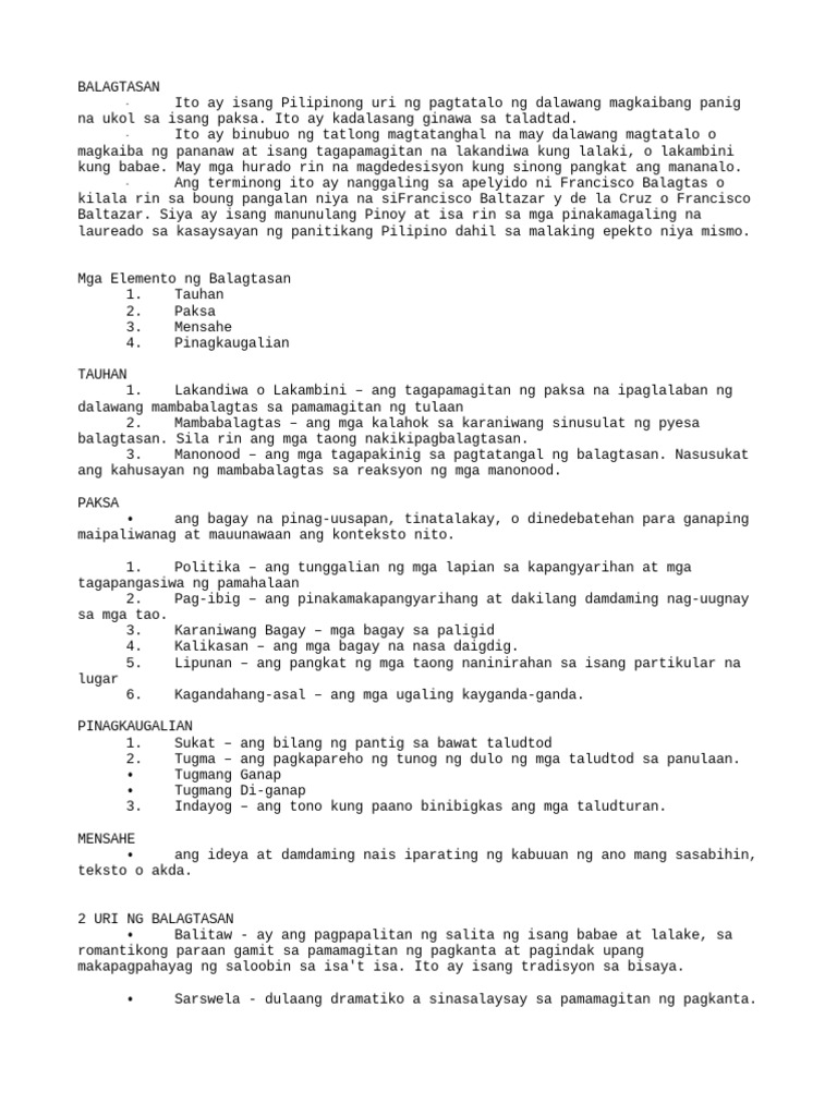 Balagtasan 1 | PDF