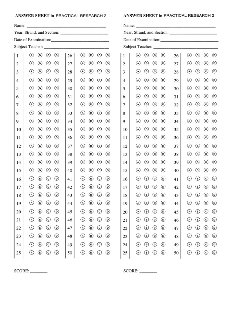 Pr2 Answer Sheet | PDF