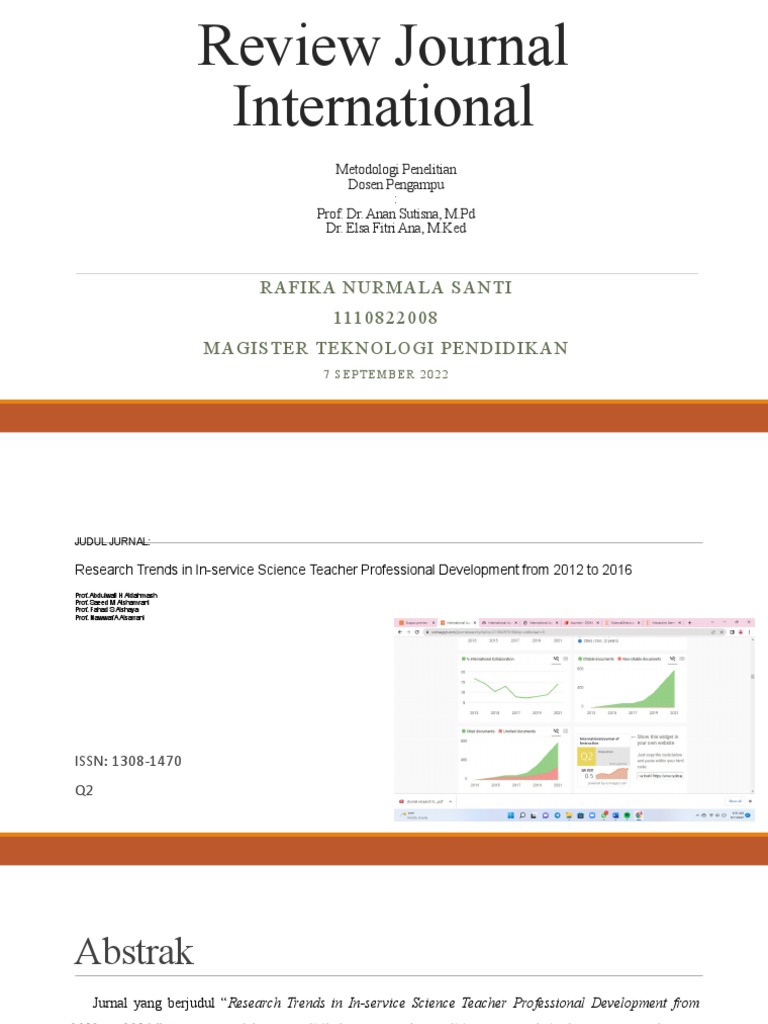 Review Jurnal Internasional - Rafika Nurmala Santi, M.PD | PDF | Karier & Perkembangan