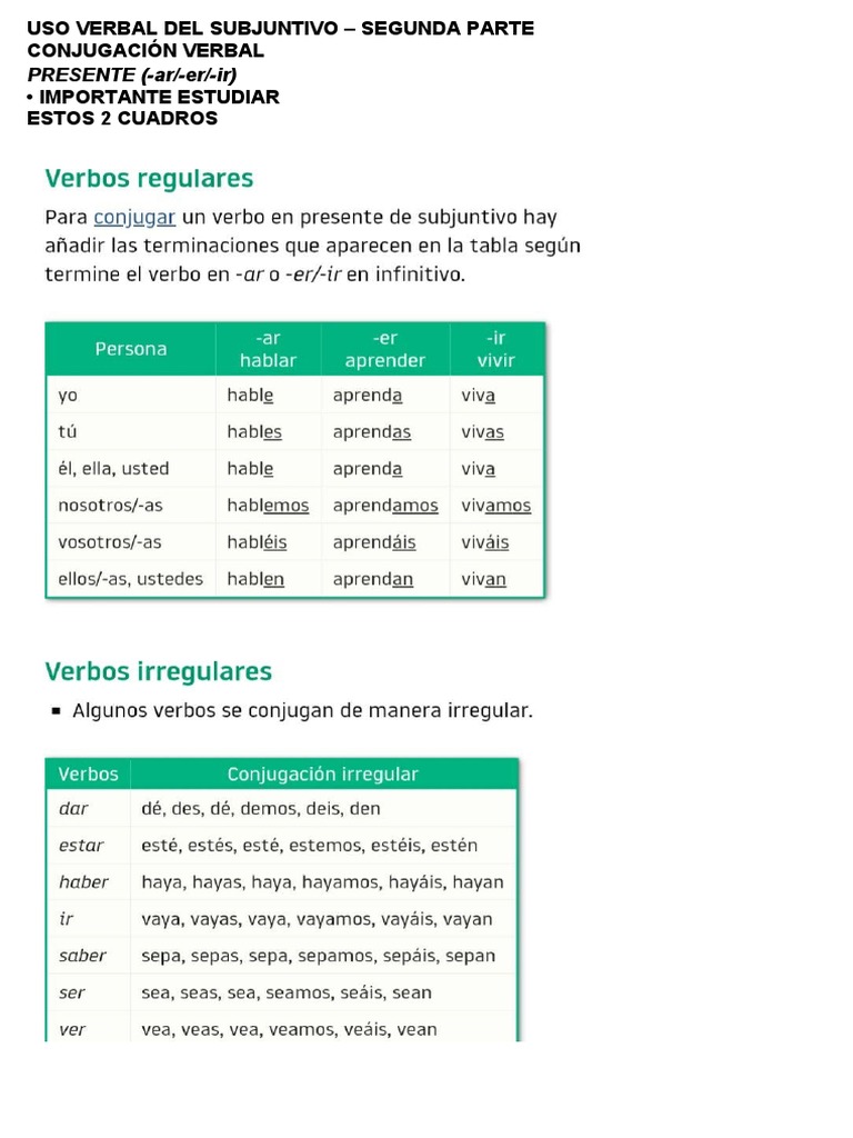 EL SUBJUNTIVO 2da PARTE | PDF | Verbo | Comunicación humana