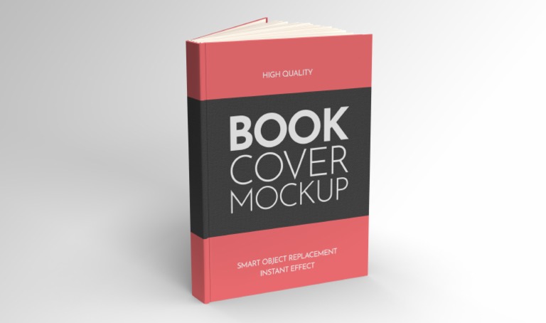 Mockup of A Half Open Book Standing On A Light Background | PDF