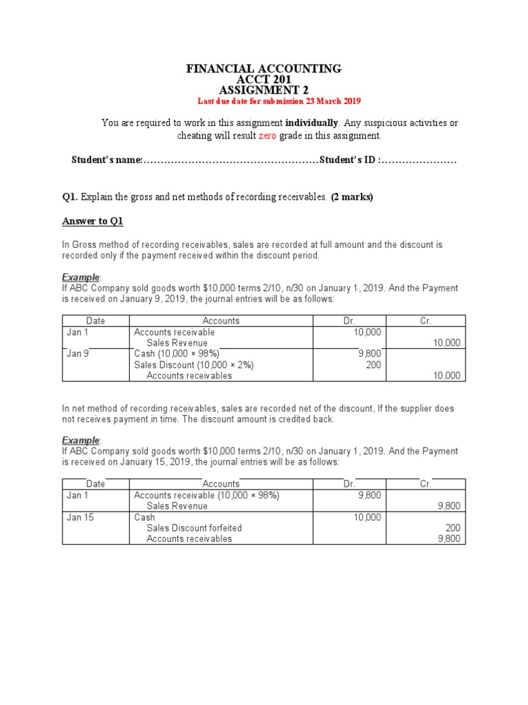 Students Copy Assignment 3 Acct 201-2 | PDF | Inventory | Depreciation