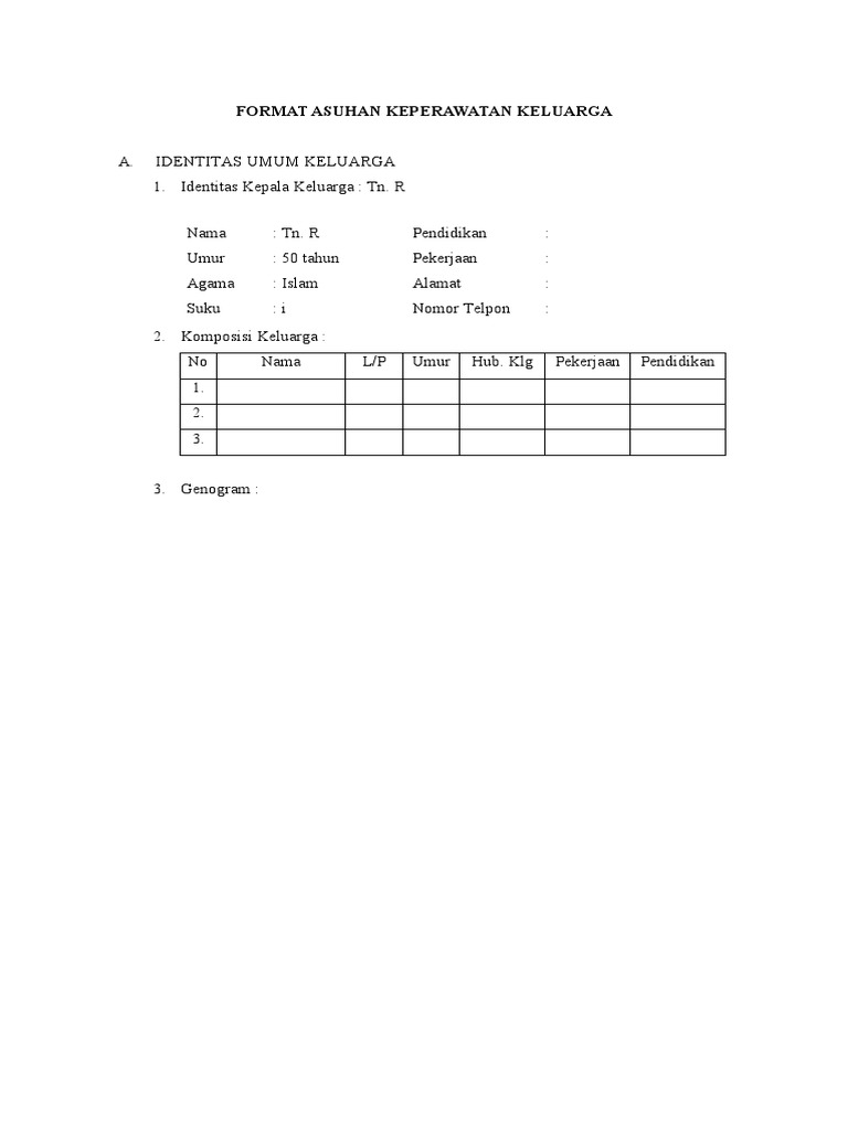 FORMAT Asuhan KEPERAWATAN KELUARGA | PDF