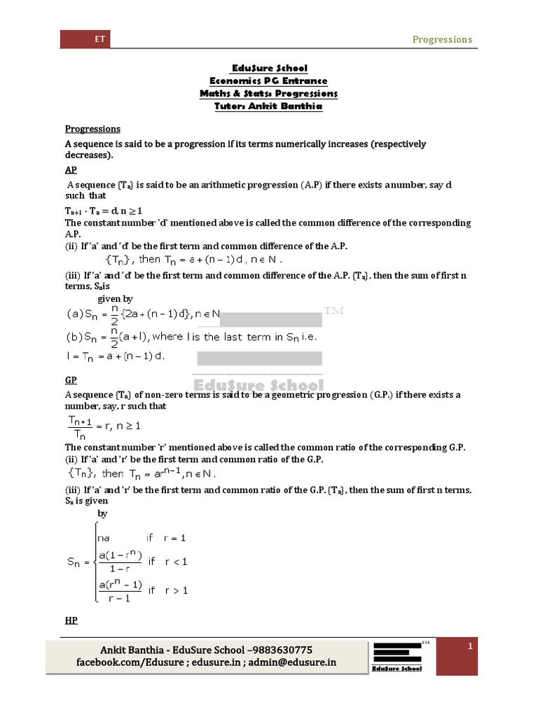 Progression | Download Free PDF | Numbers | Abstract Algebra