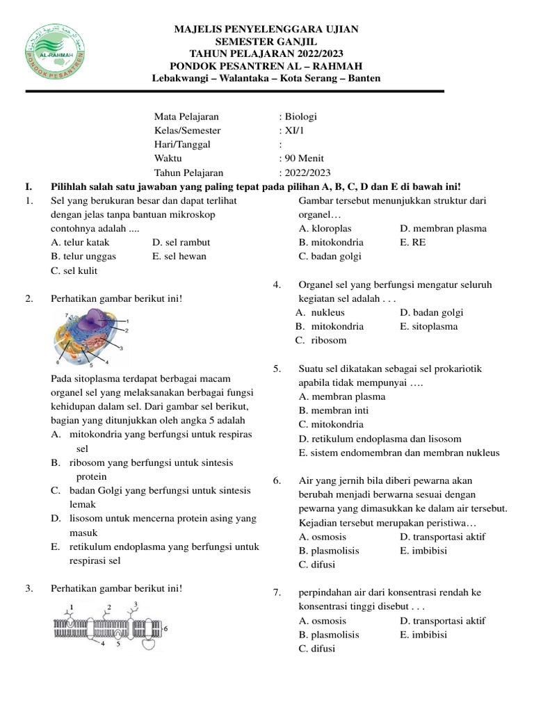 SOAL BIO XI 2223 Ganjil | PDF