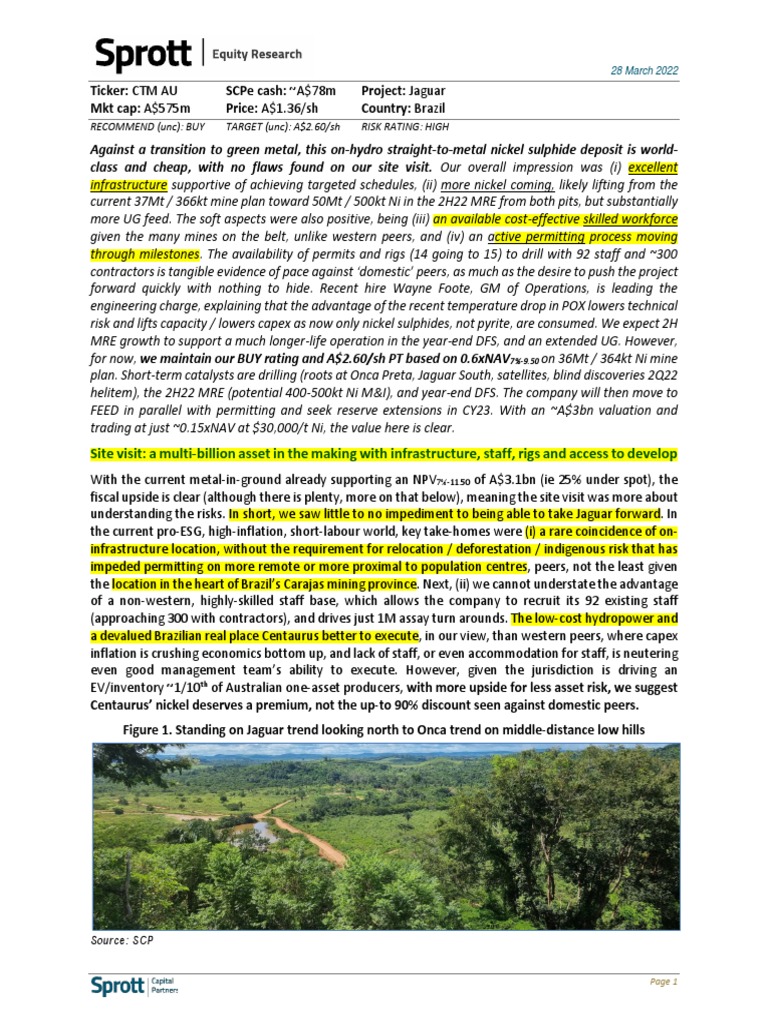Sprott 22-03-28 Report Site Visit | PDF | Financial Analyst ...