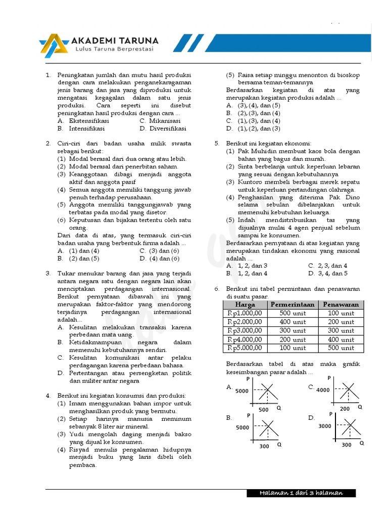 Latihan Soal 2 - IPS - Tes Masuk SMA Taruna | PDF