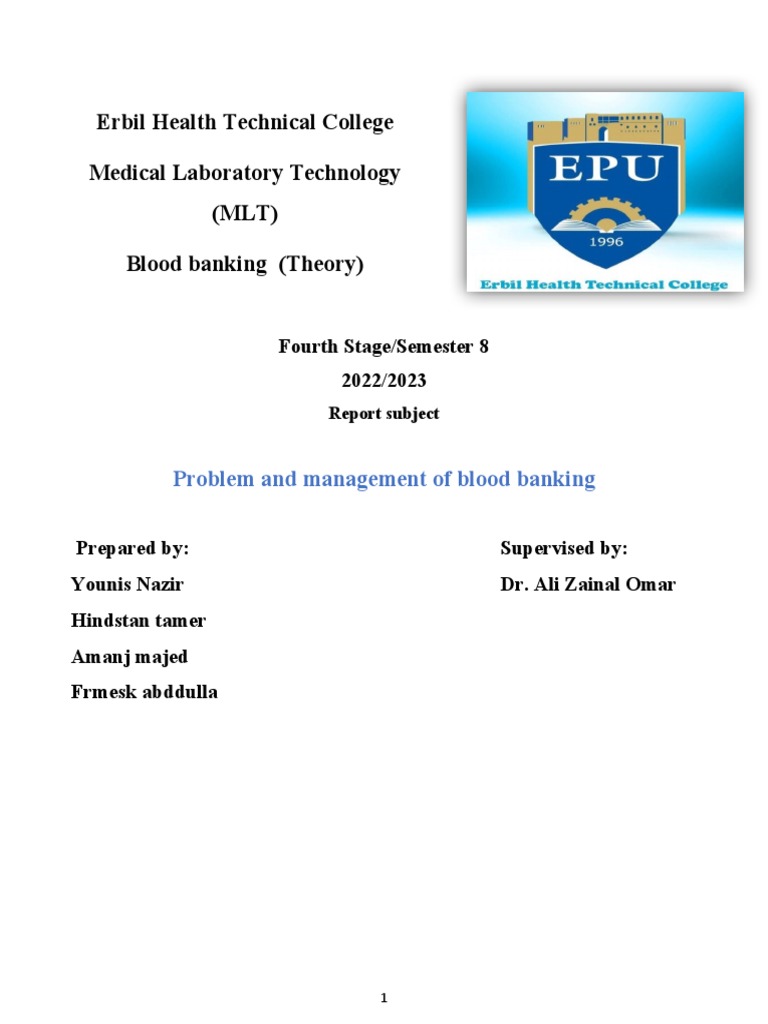 Problem and Management of Bloodbank | PDF | Blood Donation | Blood Type