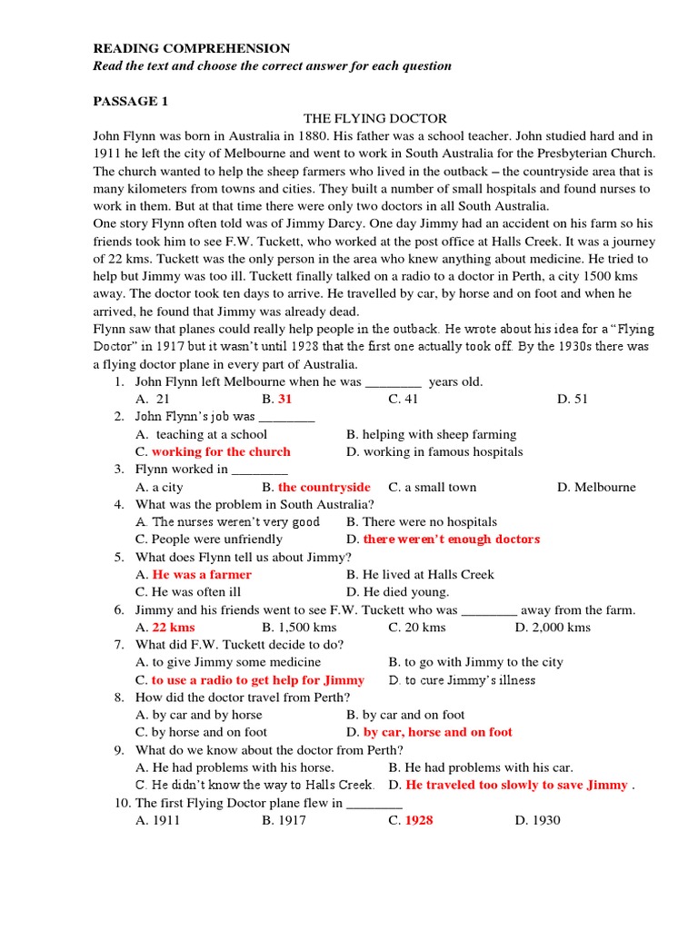 Reading Comprehension - Practice - Keys | PDF | Birds | Ornithology