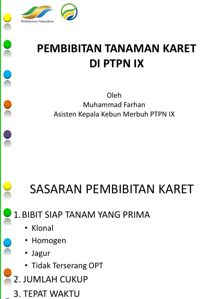Pembibitan Tanaman Karet Di PTPN IX - Muhammad Farhan SP. | PDF | Sains & Matematika