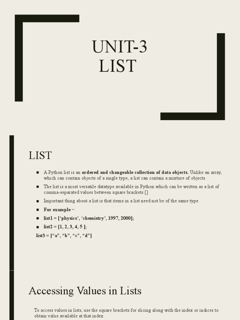 Unit 3 List Pdf Anonymous Function Parameter Computer Programming 