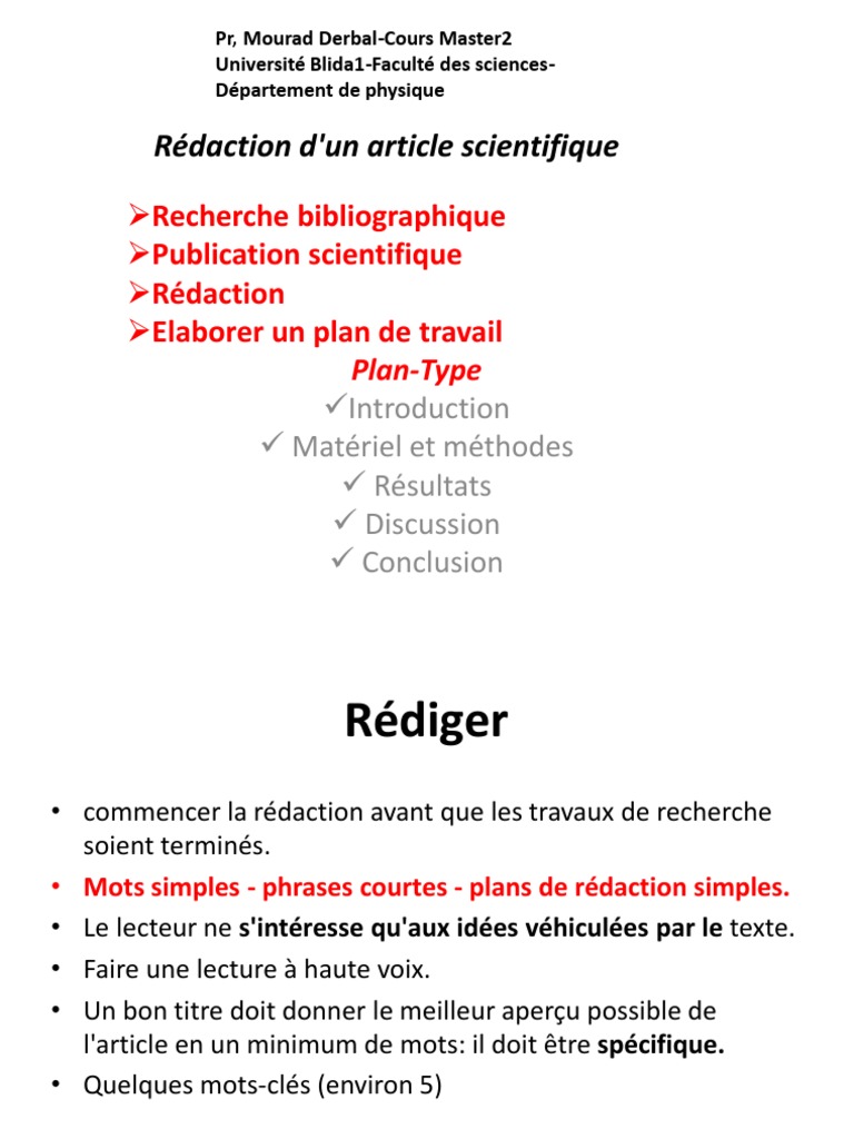 Guide de Rédaction d'Article Scientifique | PDF | Communication écrite ...