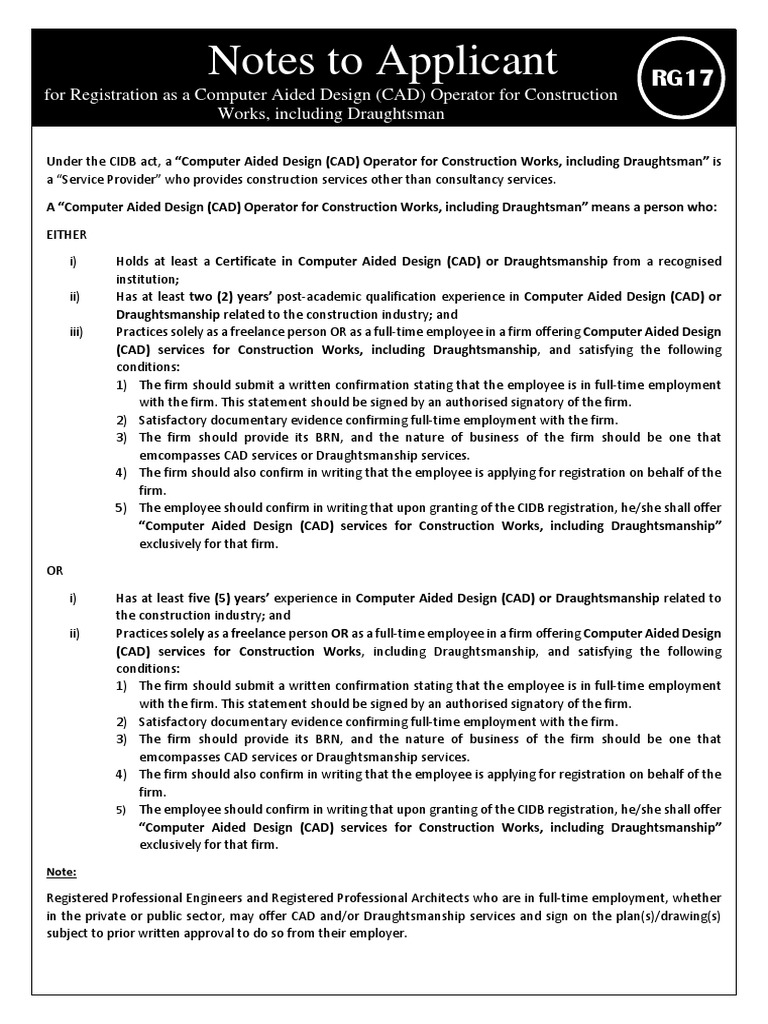 RG17 Notes To Applicant | PDF | Computer Aided Design