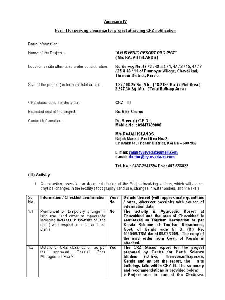 Rajah Island Ayurvedic Resort Project | PDF | Pollution | Waste