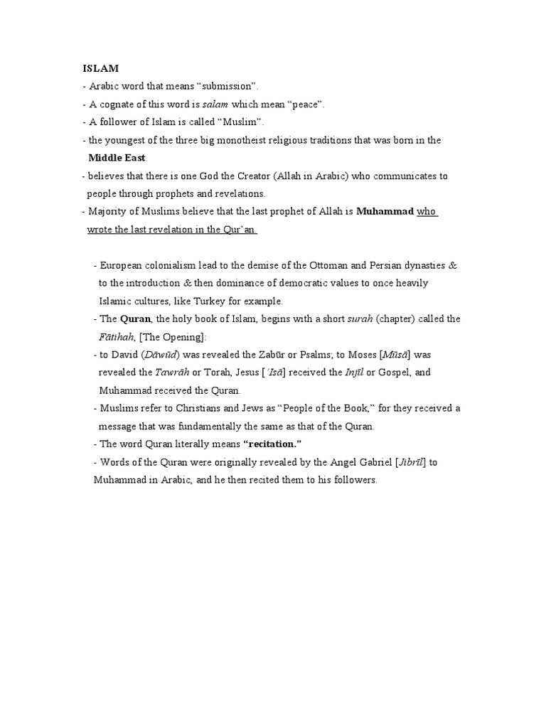 Overview of Major World Religions | PDF | Islam | Quran