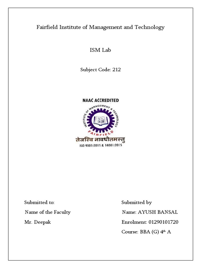 ISM-AYUSH BANSAL Practical file-BBA 212 | PDF | Relational Database | Sql ISM-AYUSH BANSAL Practical file-BBA 212 | PDF | Relational Database | Sql