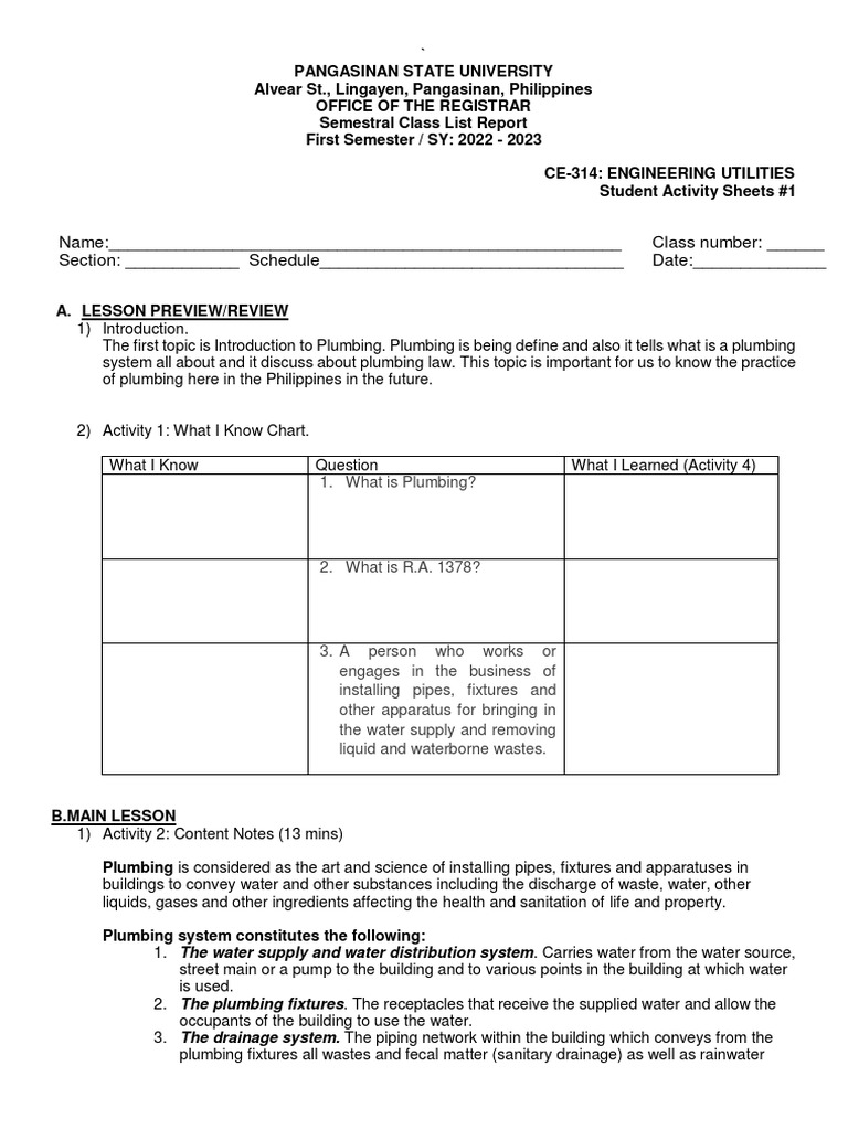 Lesson 1 | PDF | Plumbing | Journeyman