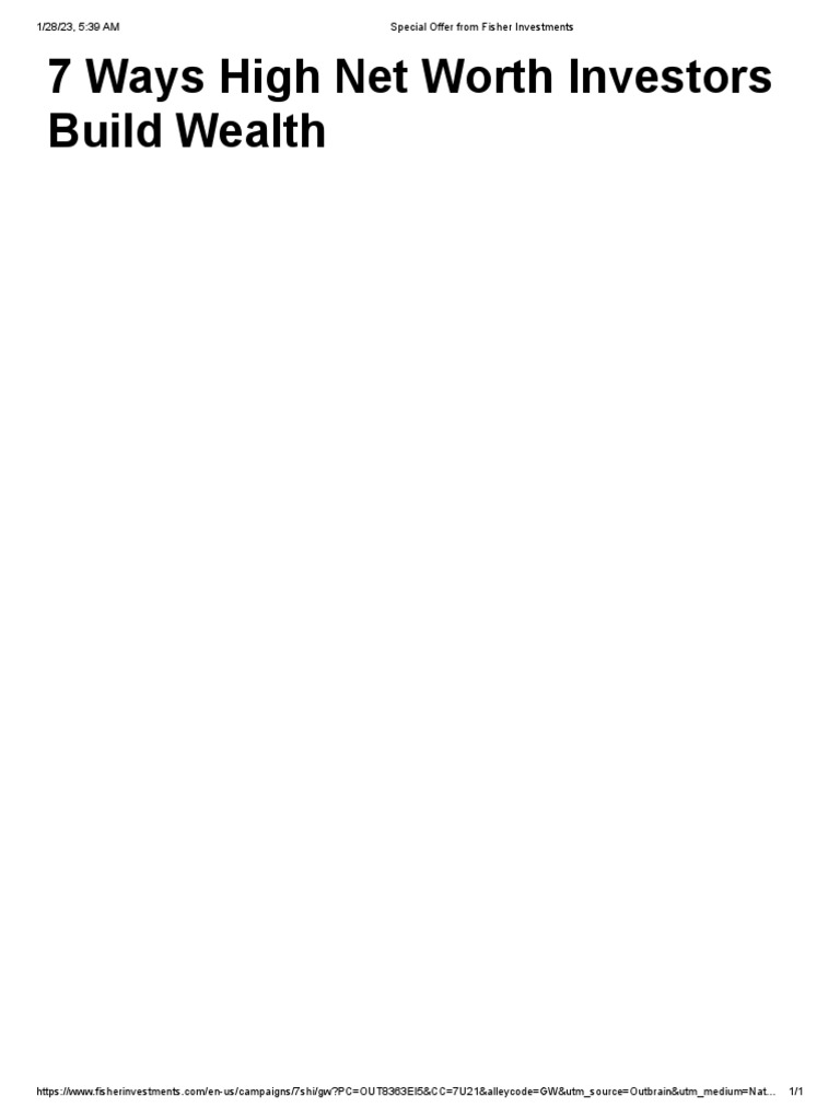 7 Ways High Net Worth Investors Build Wealth | PDF | Social Science