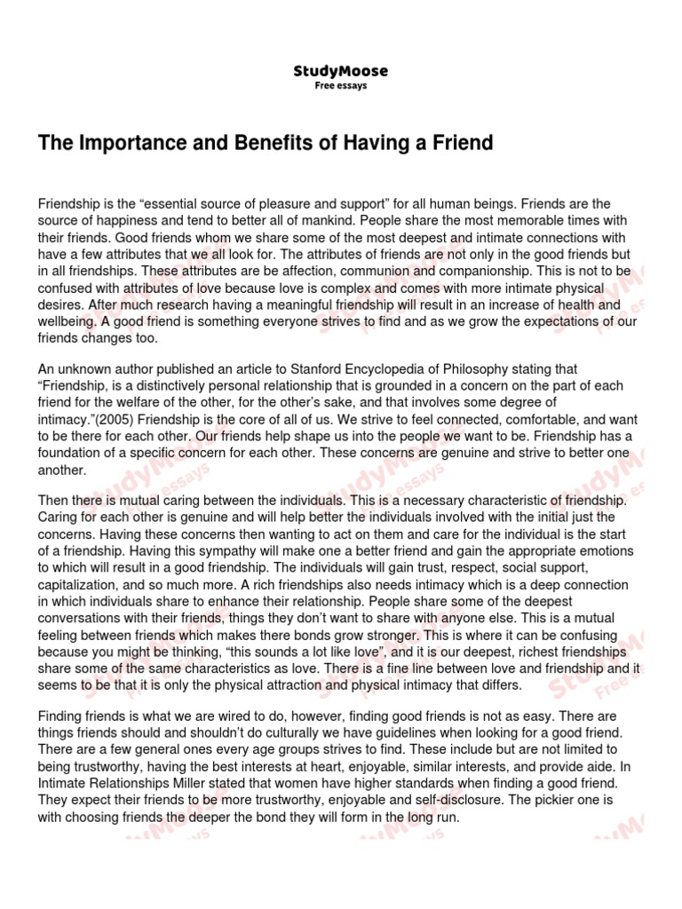 The_Importance_and_Benefits_of_Having_a_Friend | PDF | Friendship ...