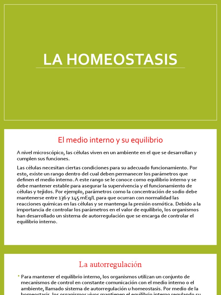 La Homeostasis | PDF | Homeostasis | Organismos