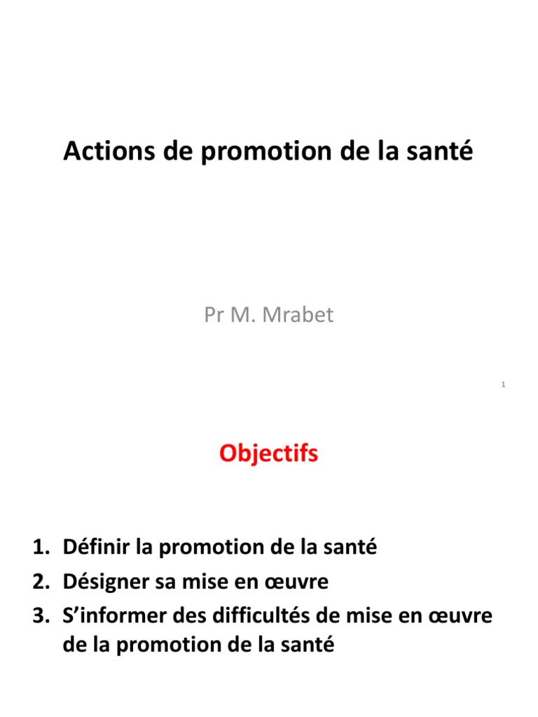 Définition et mise en œuvre de la santé | PDF | Promotion de la santé ...