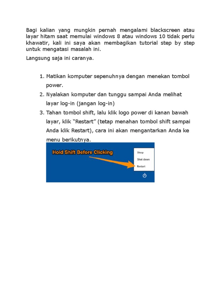 Cara Atasi Layar Hitam Windows 8/10 | PDF | Game & Aktivitas | Komputer