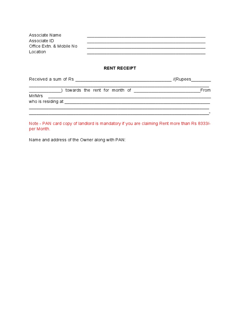 Rent Receipt Template for Tenants | PDF | Career & Growth