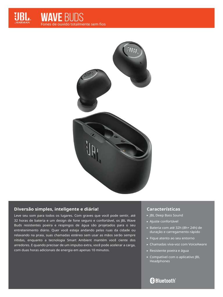 JBL Wave Buds - Specsheet - PTBR | PDF | Fones de ouvido | HDMI