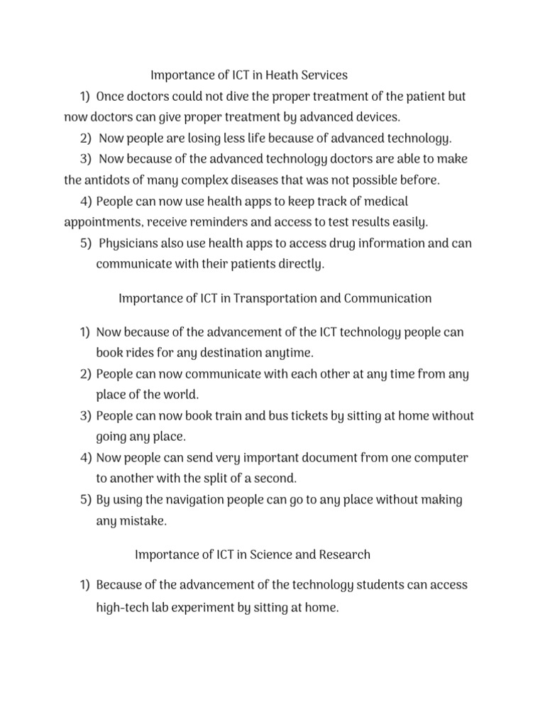 Importance of ICT in Transport and Communication | PDF | Educational ...