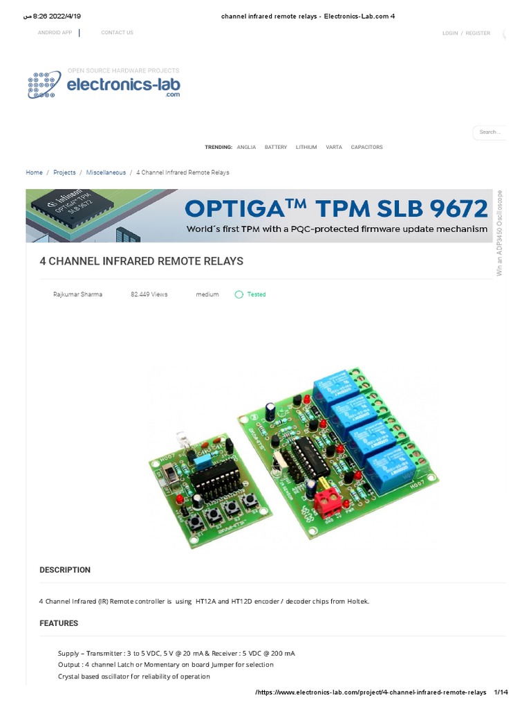 4 Channel Infrared | PDF | Relay | Remote Control
