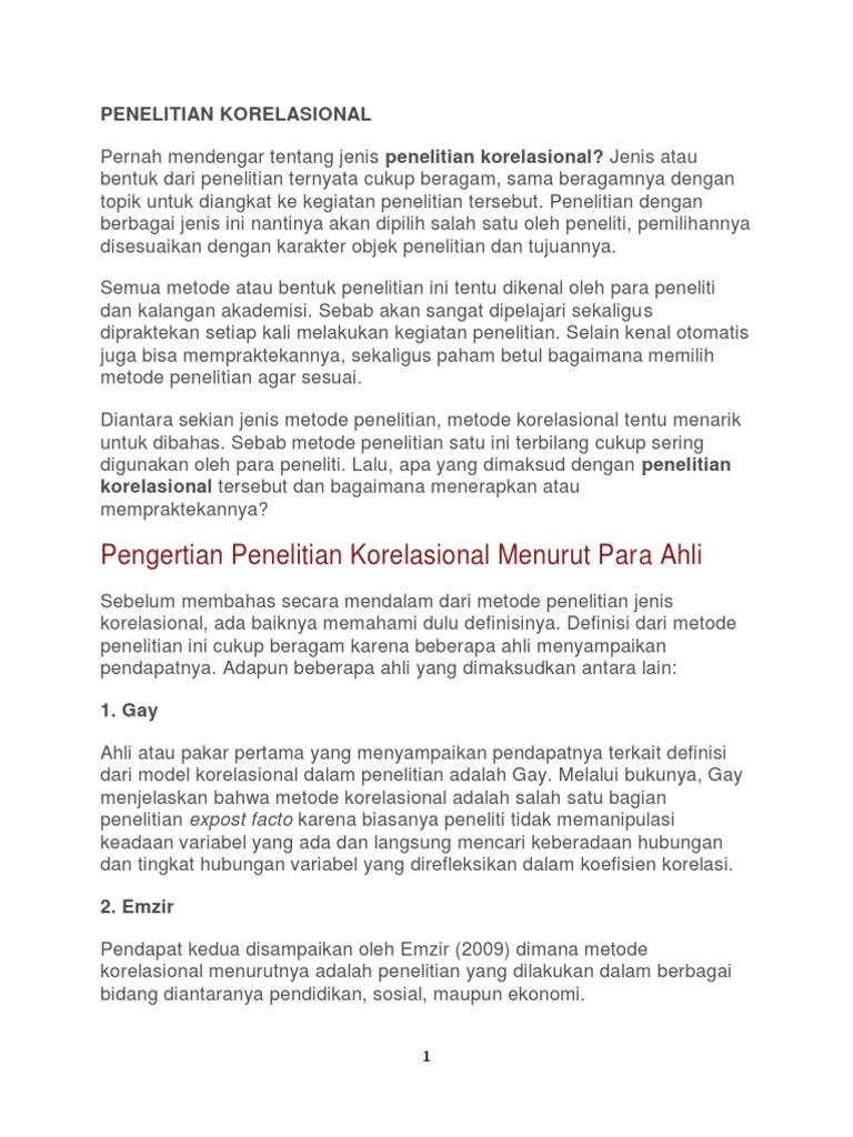Metode Penelitian Korelasional | PDF