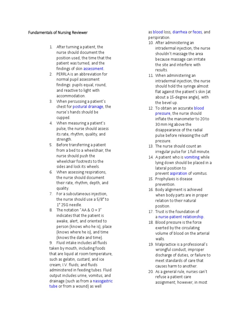 Fundamentals of Nursing Reviewer | PDF | Nursing | Injection (Medicine)