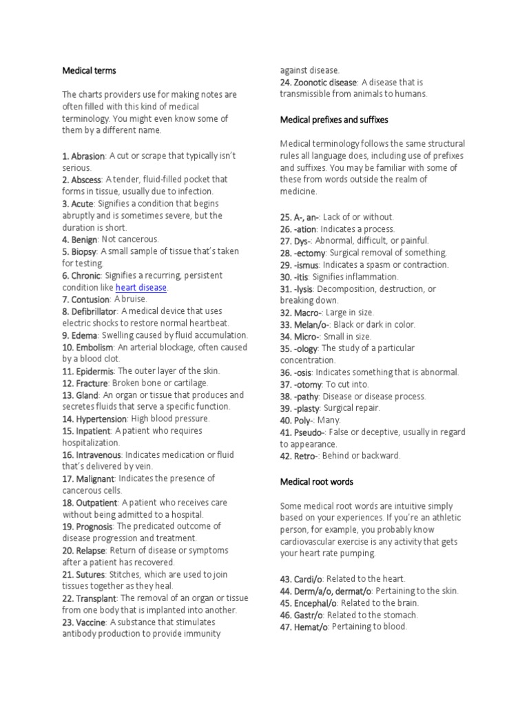 Medical Terms | PDF | Heart | Cardiopulmonary Resuscitation