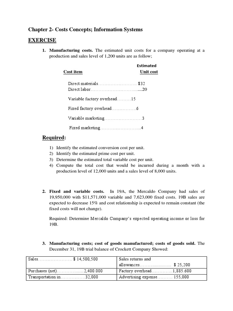 CHP 2 Exercises and Problems. | PDF | Cost Of Goods Sold | Inventory