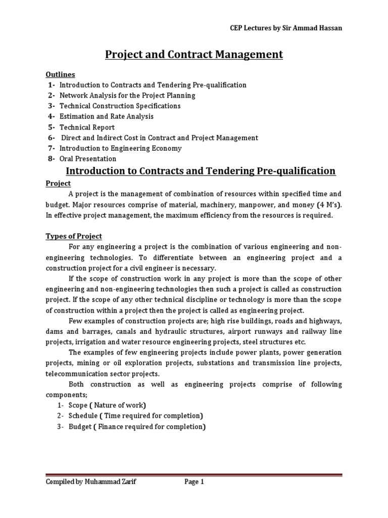 Project and Contract Management: Introduction To Contracts and ...