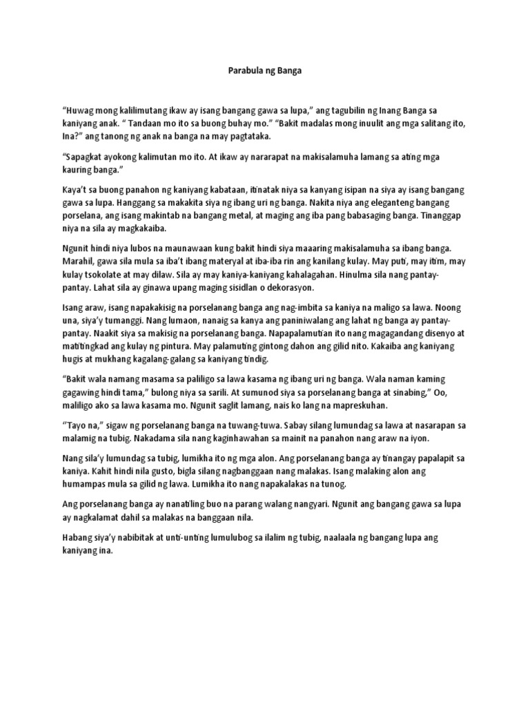 Parabula NG Banga | PDF