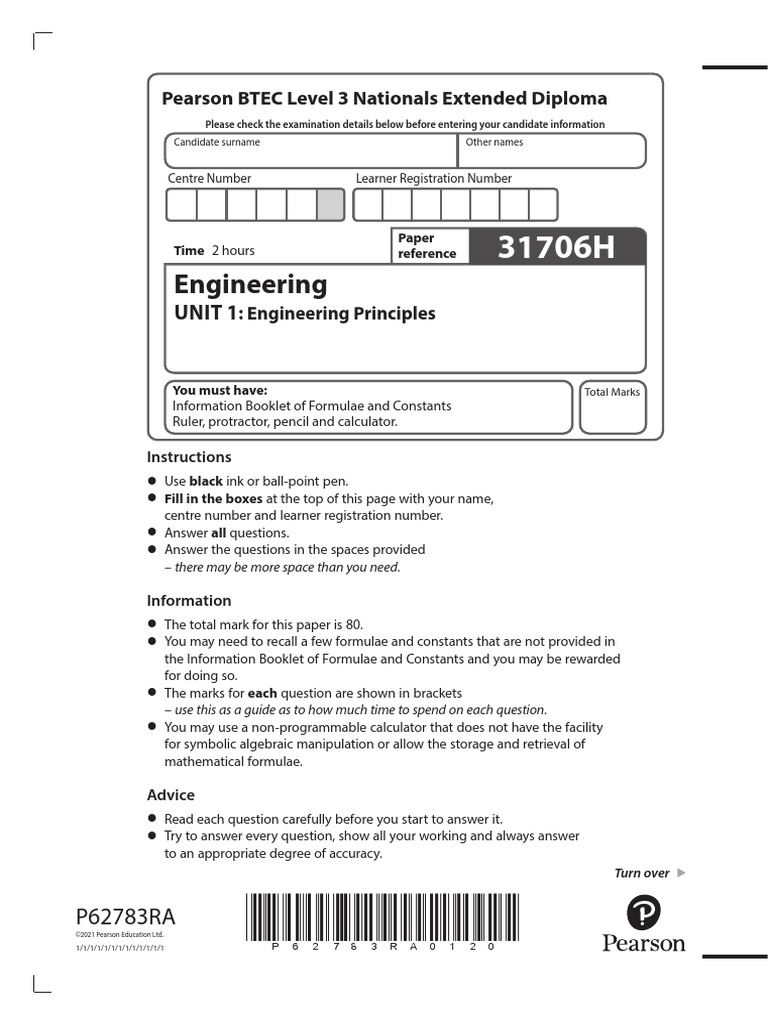 Engineering Unit 1 Jan 2022 | PDF | Capacitor | Voltage