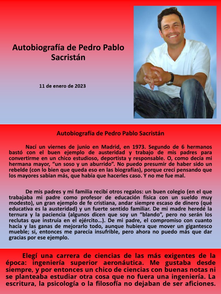 Autobiografía de Pedro Sacristán 11 Enero 2023 6to | PDF