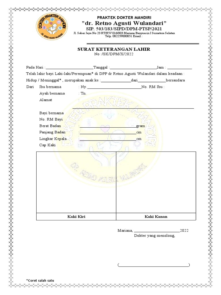 Surat Keterangan Lahir | PDF